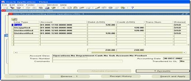 Oracle Applications: Receipt Accounting